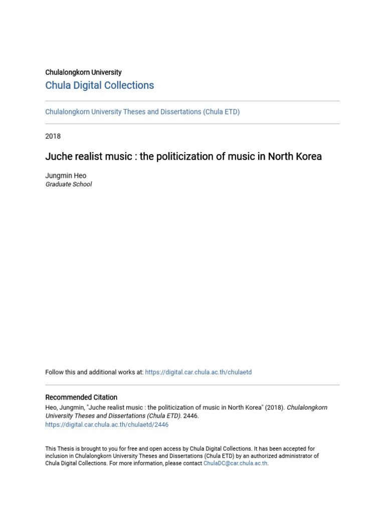 Juche Realist Music - The Politicization of Music in North Korea MA ...