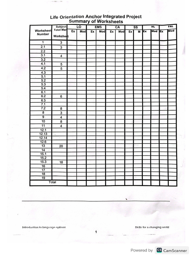 Project 1 Mark Sheet | PDF