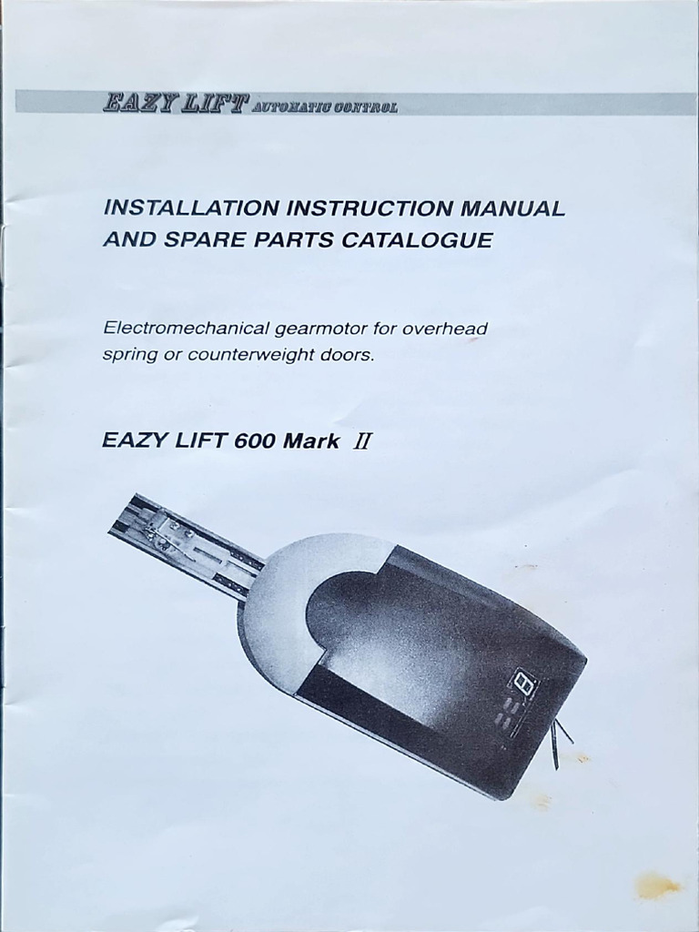 Eazy Lift Mark II Installation Manual | PDF | Elevator | Manufactured Goods
