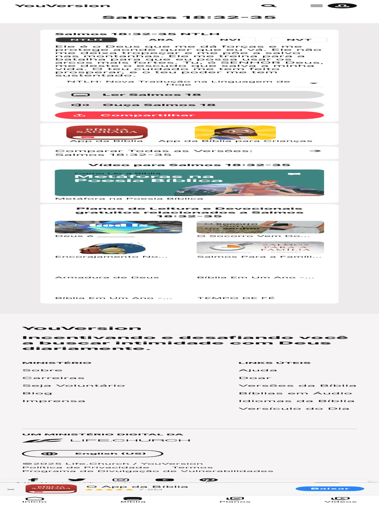 Salmos 1832-35 Ele é o Deus que me dá forças e me protege aonde quer ...