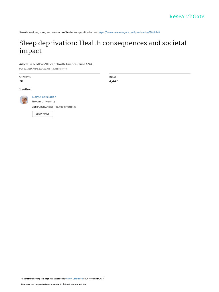 Sleep Deprivation: Health & Societal Effects | PDF | Sleep Deprivation ...