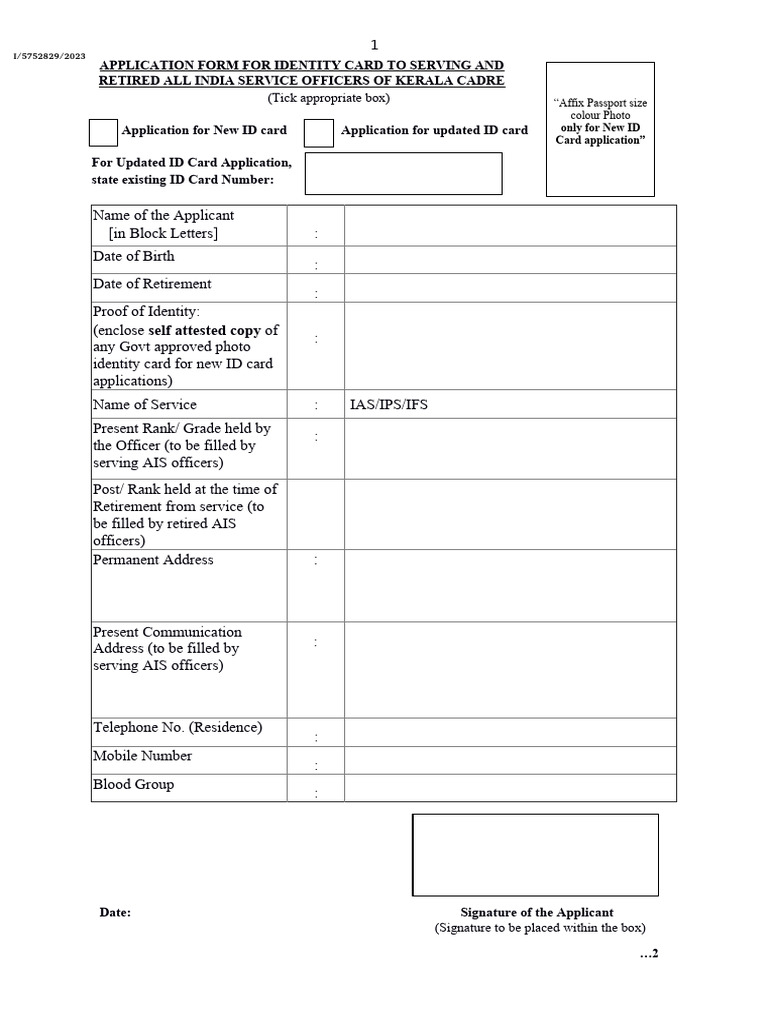 Application for AIS ID Card in Kerala | PDF | Identity Document ...