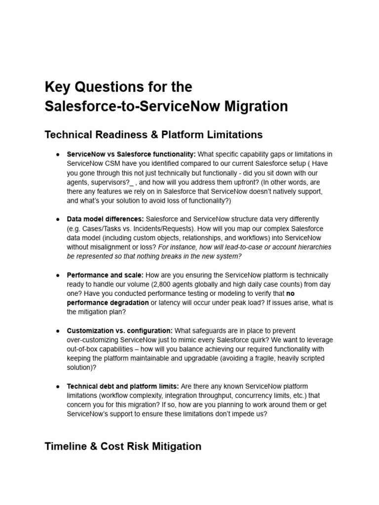 Salesforce to ServiceNow Migration Guide | PDF | Artificial ...