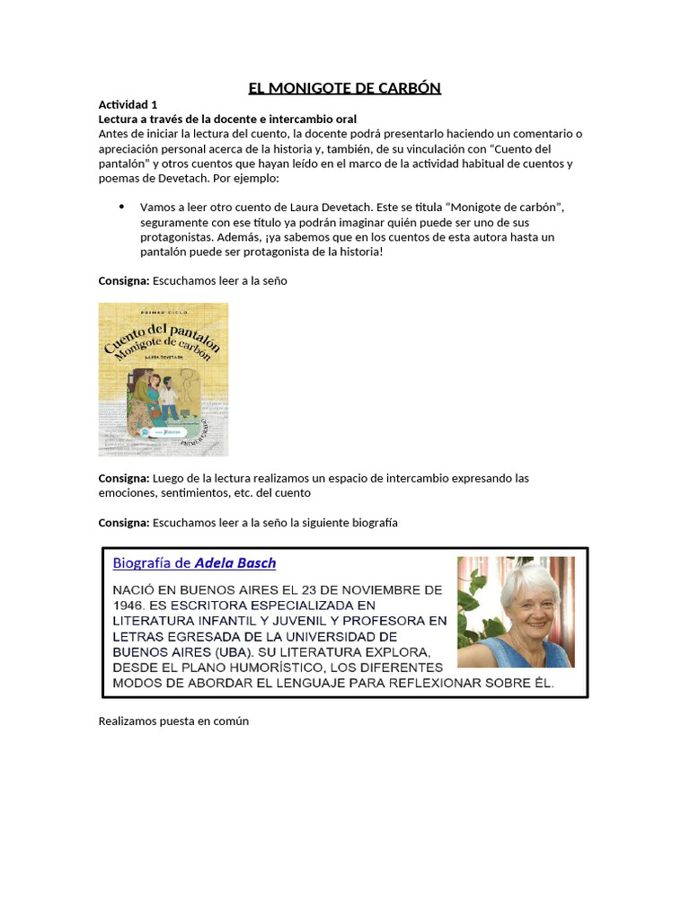 Actividades sobre el Monigote de Carbón | PDF