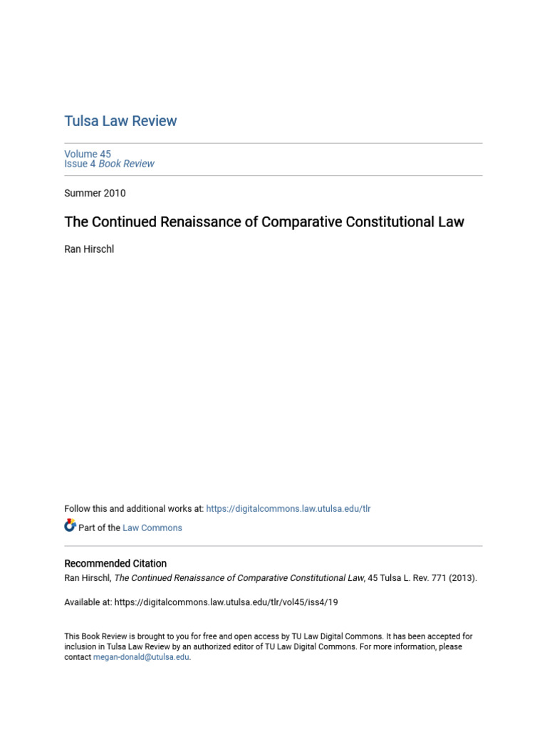Comparative Constitutional Law Renaissance | PDF | International Law ...
