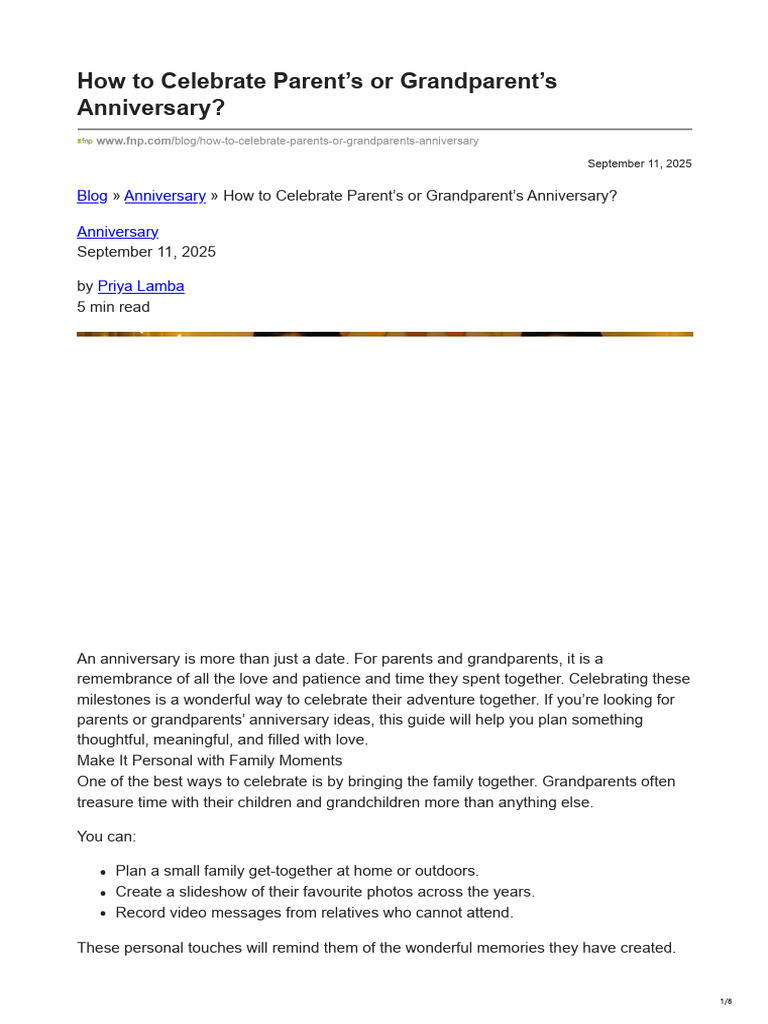Celebrating Parents' and Grandparents' Anniversaries | PDF | Grandparent