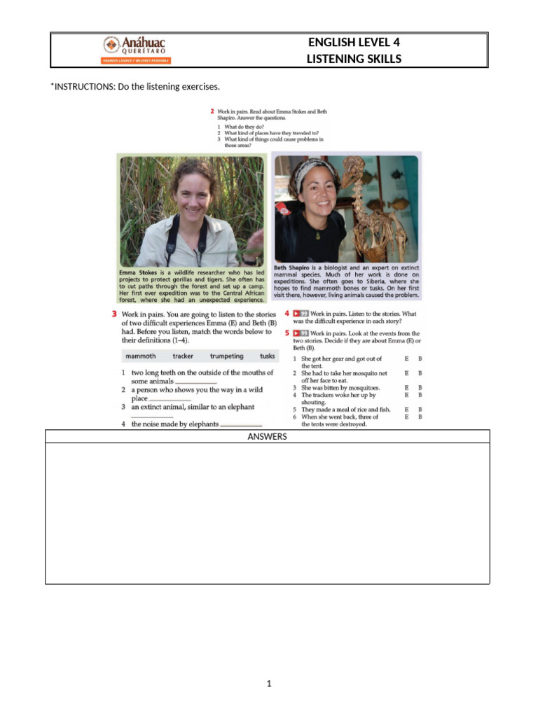 English Level 4 Listening Exercises | PDF
