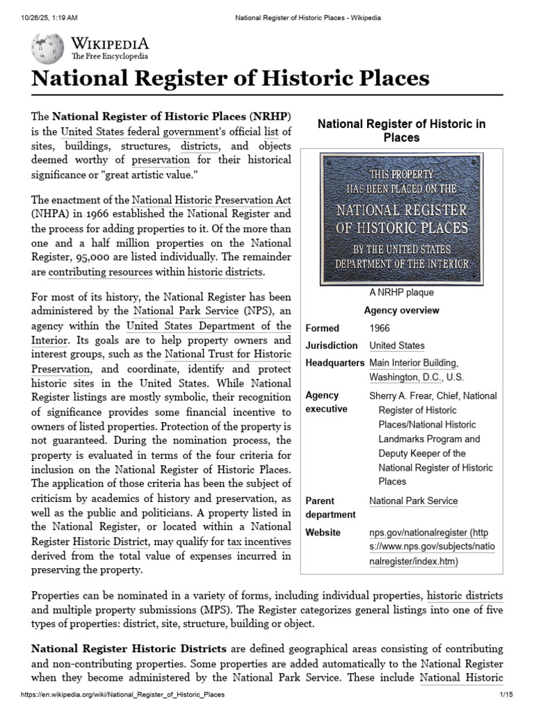 National Register of Historic Places - Wikipedia | PDF | Cultural ...