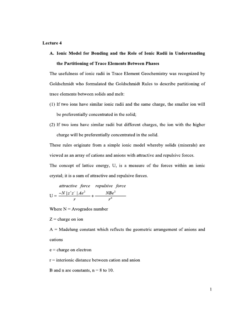 Geochem Trace E 4 Bonding and The Role of Ionic Radii of TE | PDF