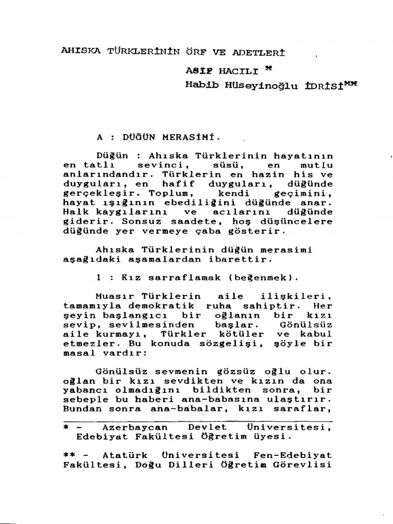Ahiska Türkleri̇ni̇n Örf Ve Adetleri̇ (#39597) - 33352 | PDF