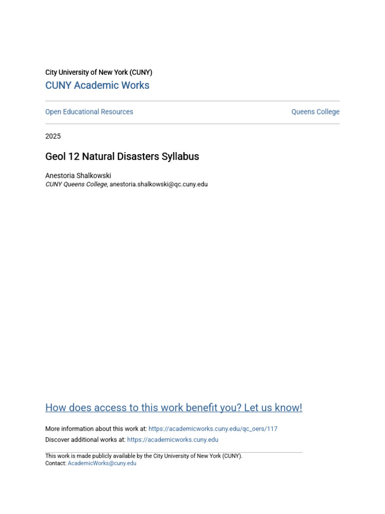 Geol 12 Natural Disasters Syllabus 2025 | PDF | Academic Dishonesty ...