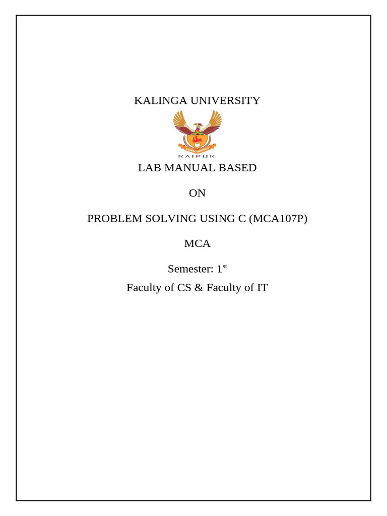 Mca107p Problem Solving Using C Lab | PDF | Computer Program | Programming