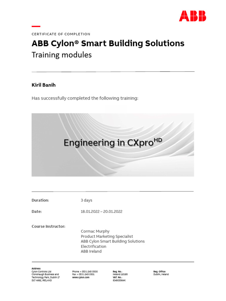 CXproHD Training Completion Certificate | PDF