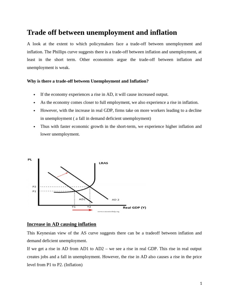 Unemployment and Inflation Trade-Off Explained | PDF | Inflation ...