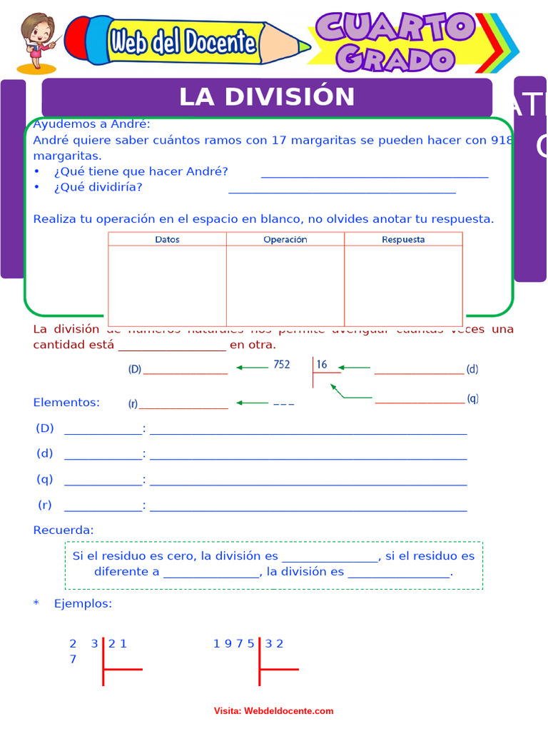 División Cuarto Grado de Primaria | PDF | Aritmética | Matemática Elemental