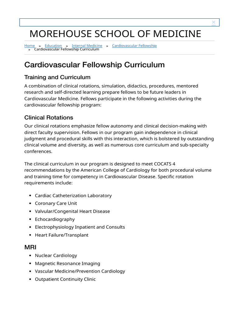 Morehouse Cardiology Fellowship Overview | PDF | Cardiology | Heart