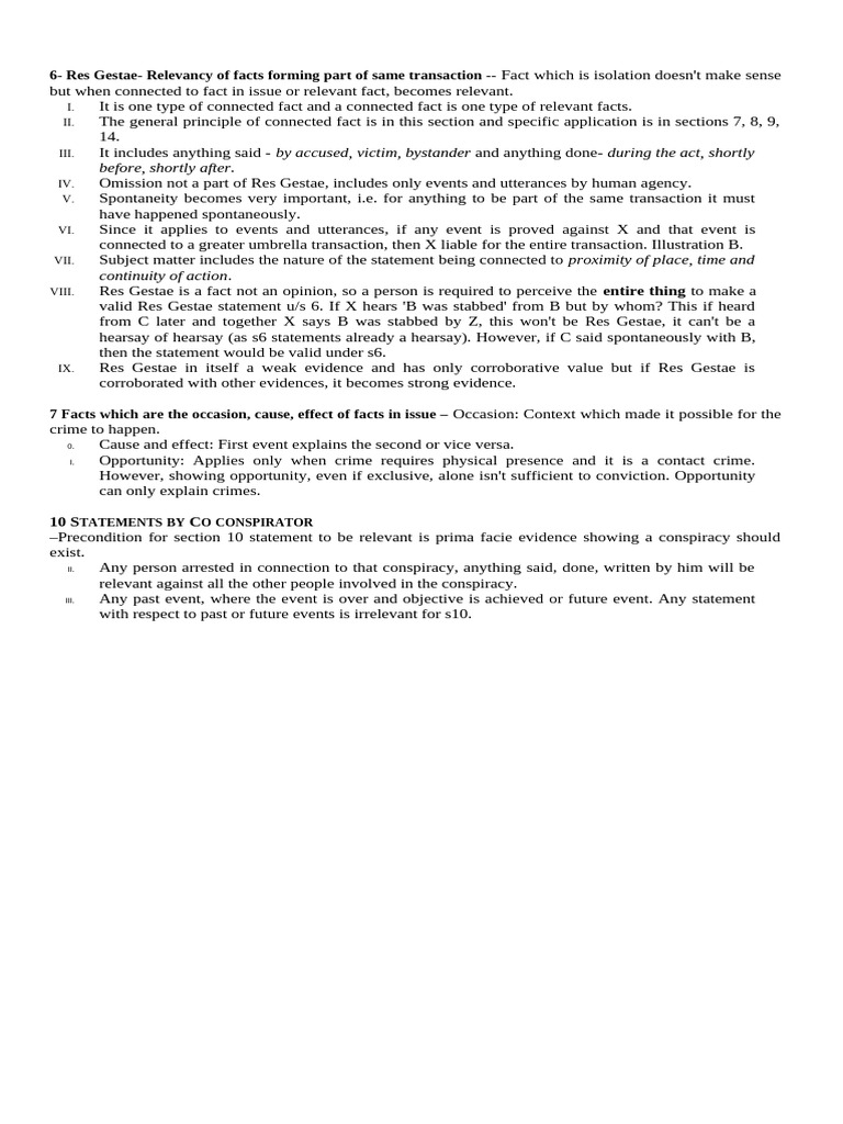 Evidence Core Notes Tridib Mandal - Docx-Output | PDF | Hearsay | Witness