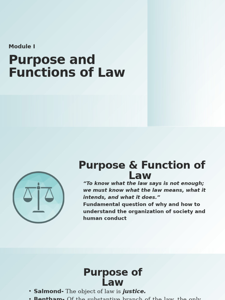 Purpose and Functions of Law | PDF | Justice | Crime & Violence