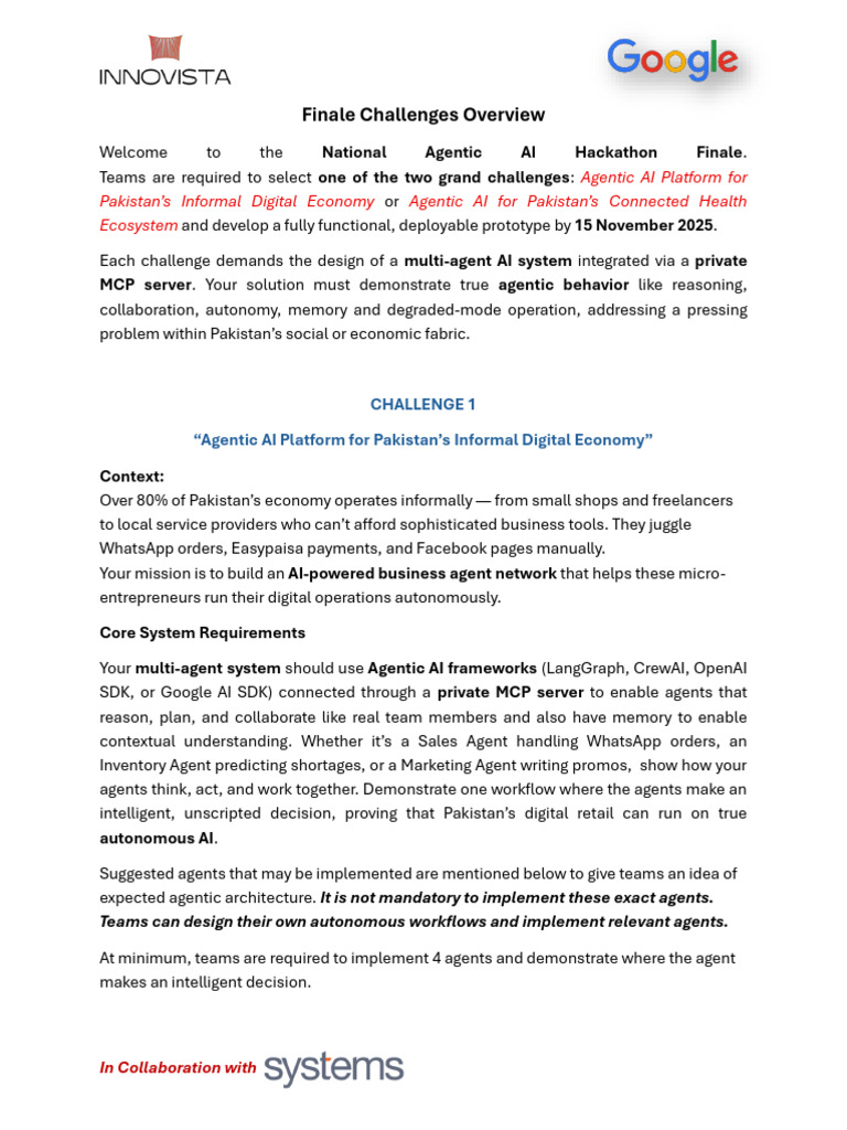 National Agentic AI Hackahton Finale - Challenges | PDF | Artificial Intelligence | Intelligence ...