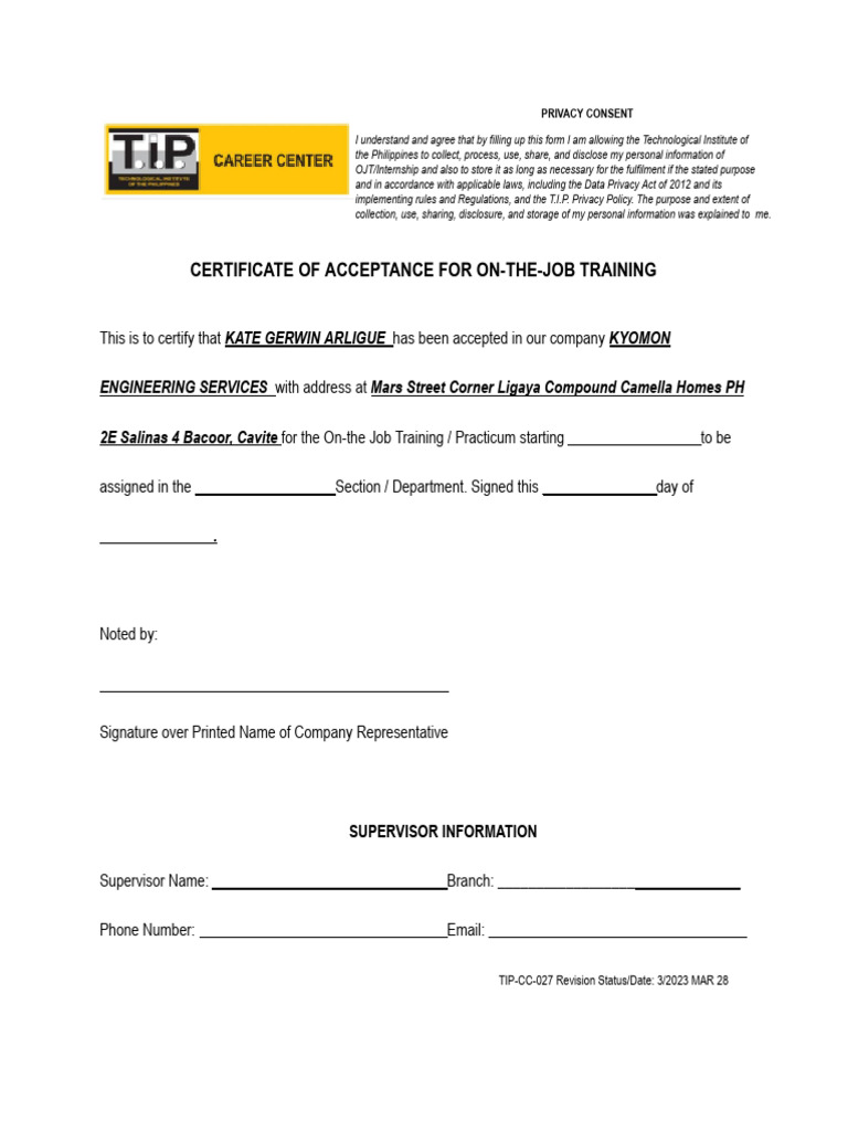 Tip-Cc-027 Certificate of Acceptance | PDF