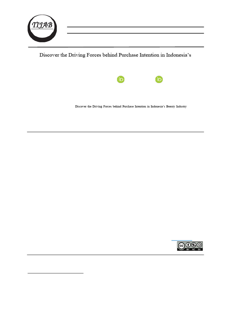 Purchase Intention in Indonesia's Beauty Sector | PDF | F Test ...
