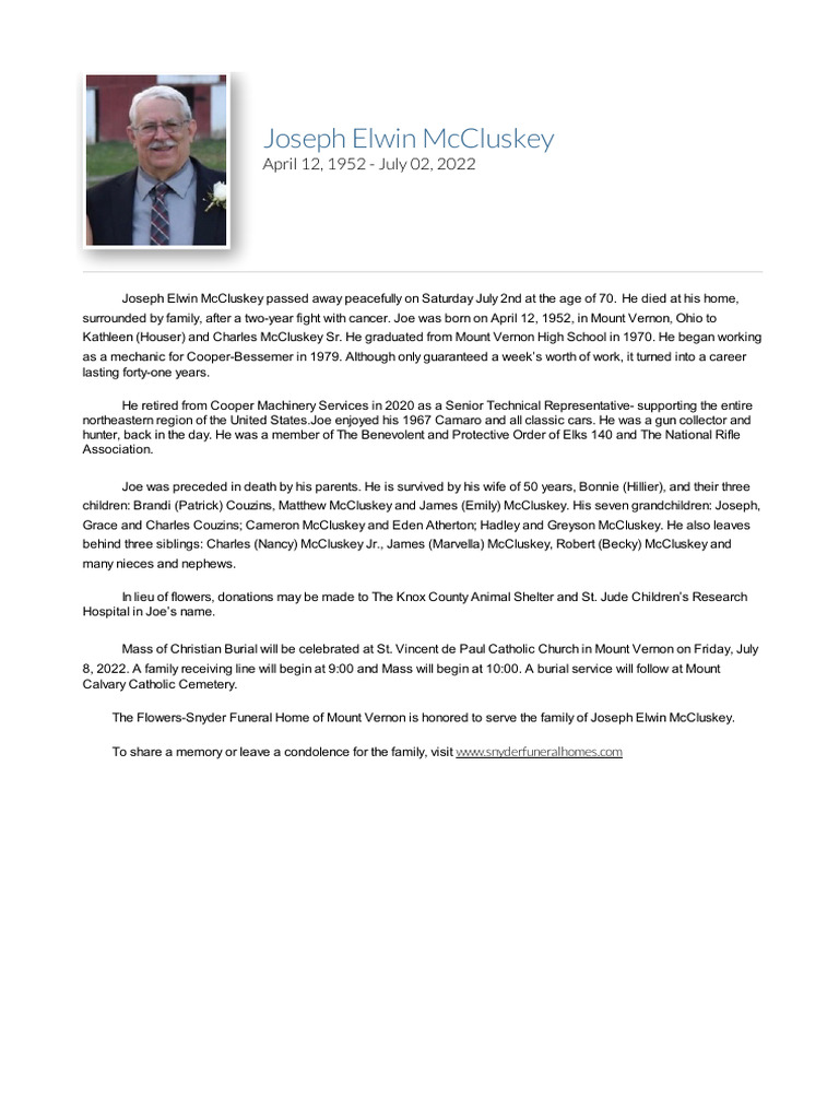 Joseph Elwin McCluskey | PDF