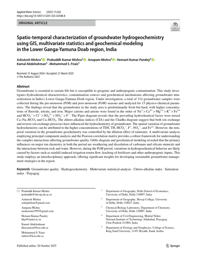 Spatio-Temporal Characterization of Groundwater Hydrogeochemistry Using ...