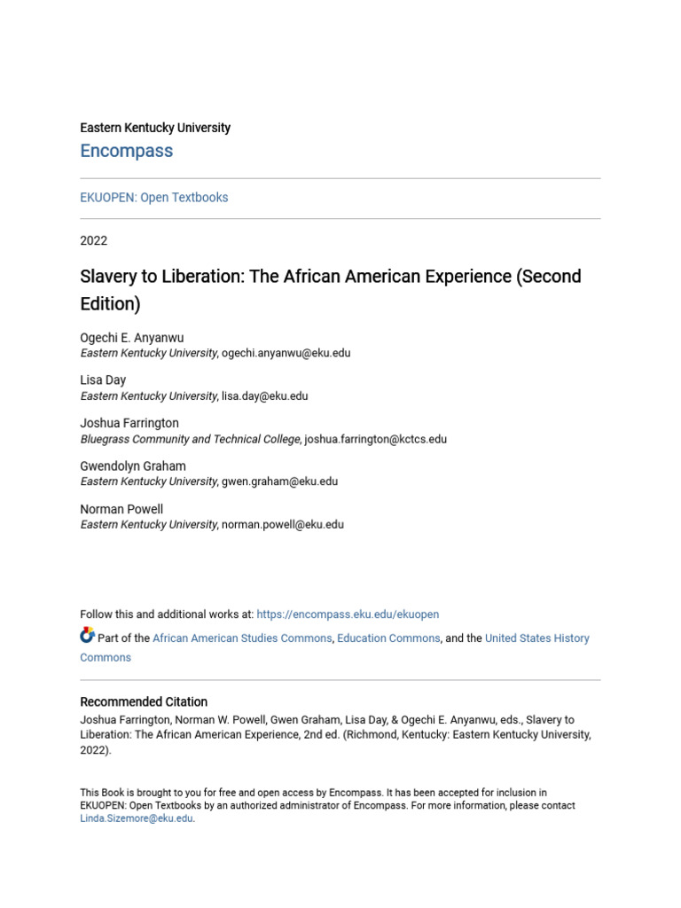 African American Experience Textbook | PDF | Noah