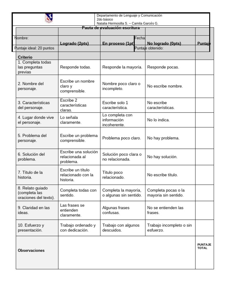 Pauta Escritura | PDF