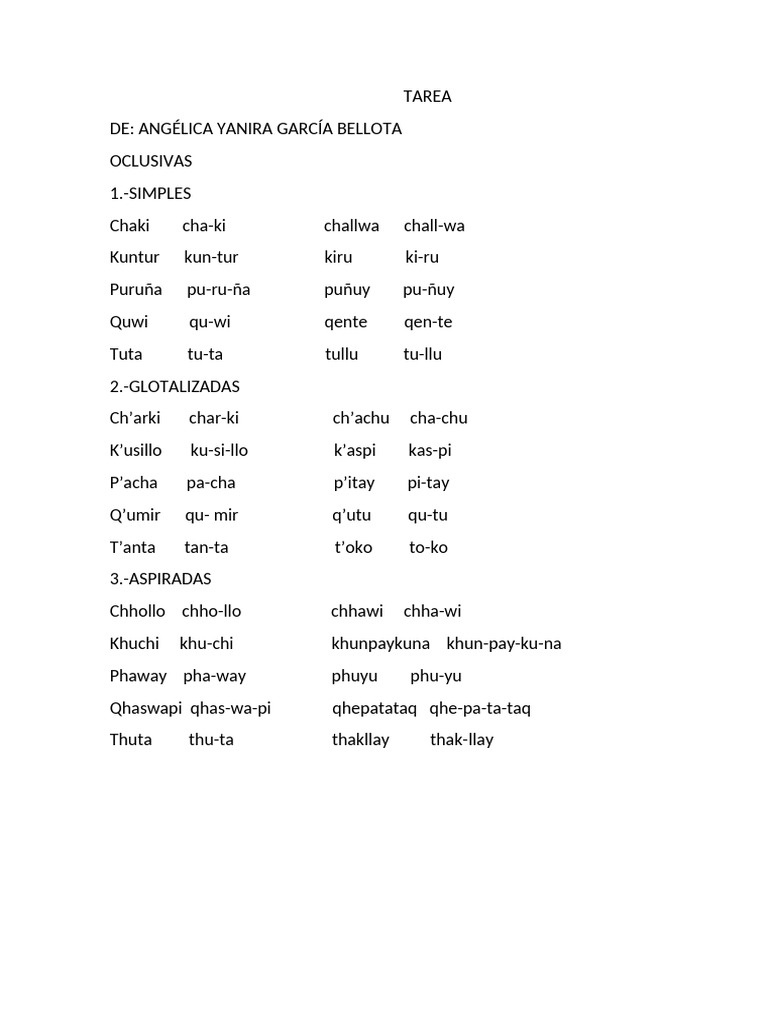 TAREA Quechua | PDF