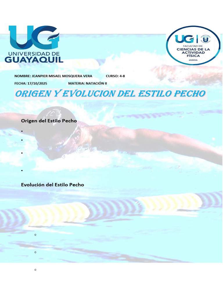 Historia y evolución del estilo pecho | PDF | Natación (deporte ...