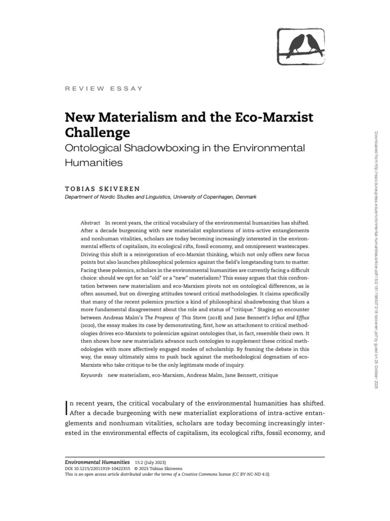 Skiveren (2023) New Materialism and The Eco-Marxist | PDF | Materialism ...