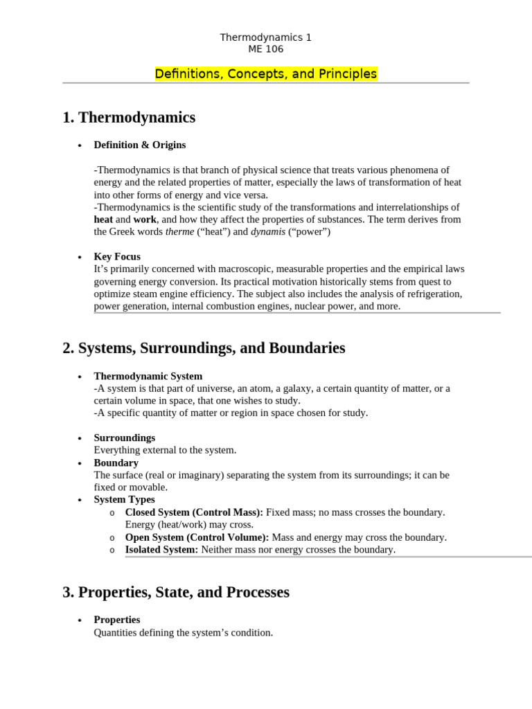 Thermodynamics Definitions Pdf Laws Of Thermodynamics Heat