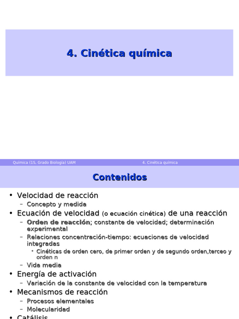 Cinética Química: Velocidad y Mecanismos | PDF | Cinética química ...