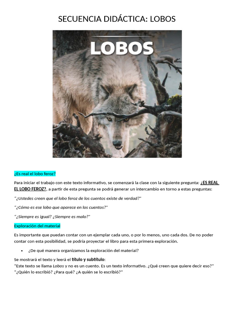 SECUENCIA DIDÁCTICA Lobos | PDF | Información