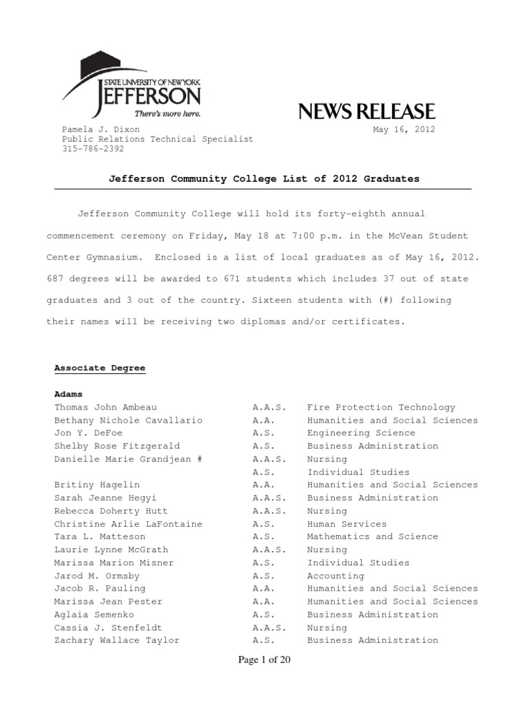JCC Class of 2012 Graduates | PDF