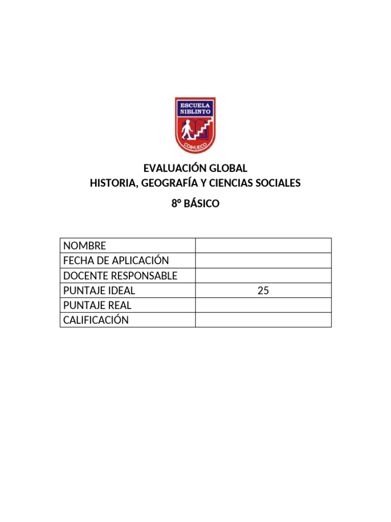 Evaluación Historia Octavo | PDF