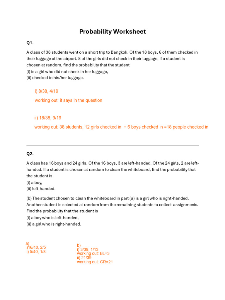 Probability Worksheet | PDF