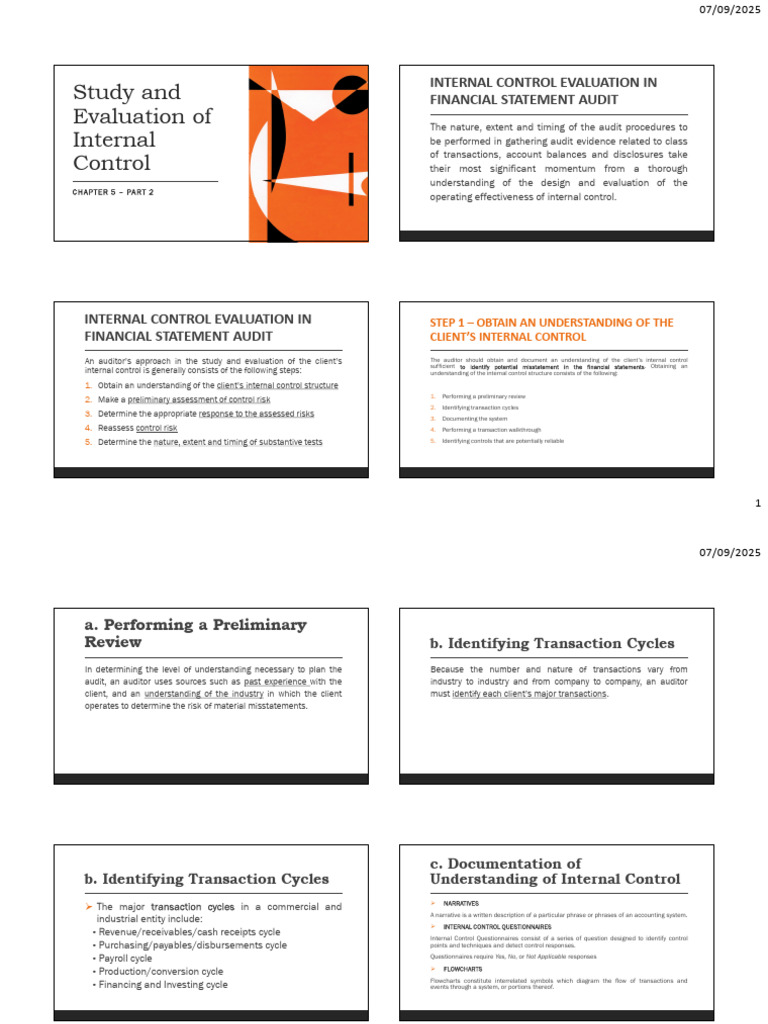 Internal Control Evaluation in Audits | PDF | Internal Control | Audit