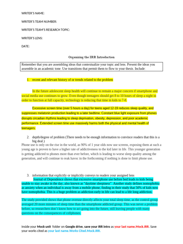Mock IRR Introduction To Submit | PDF | Sleep | Mental Health