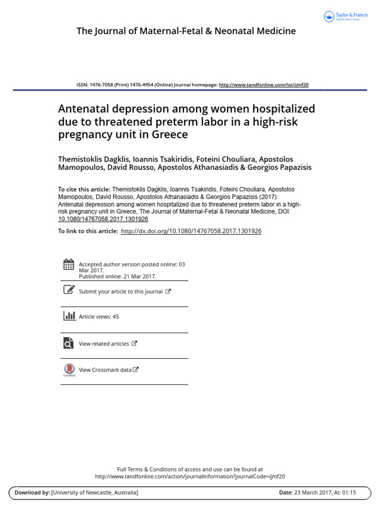 Antenatal Depression in High-Risk Pregnancies | PDF | Pregnancy ...