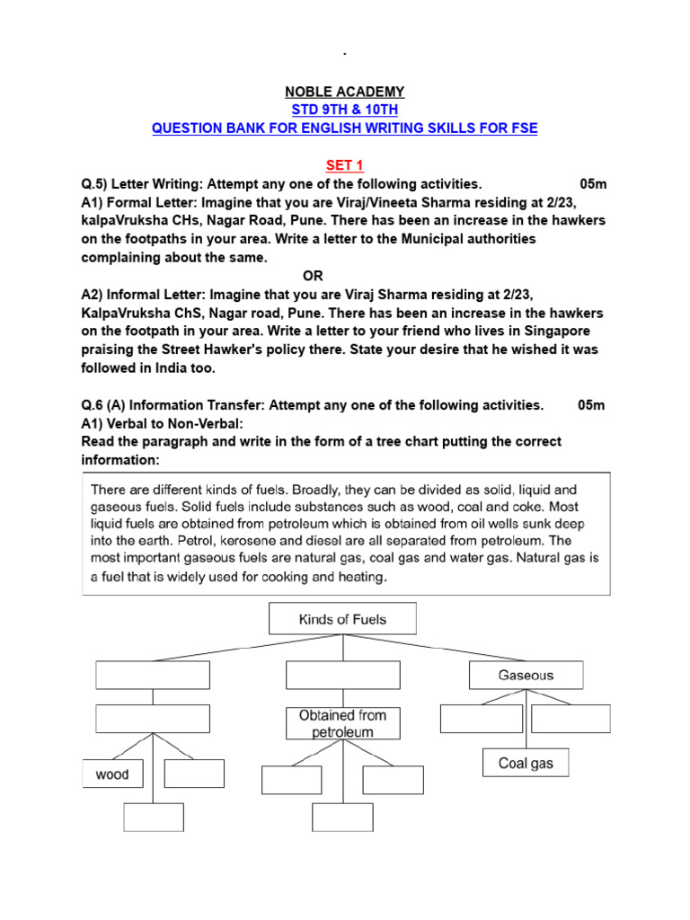 English Writing Skills Question Bank | PDF