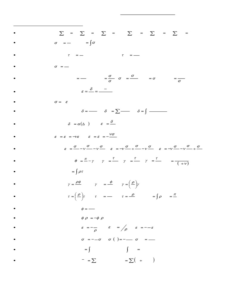 CE 213 Midterm Formula Sheet | PDF | Stress (Mechanics) | Deformation (Mechanics)