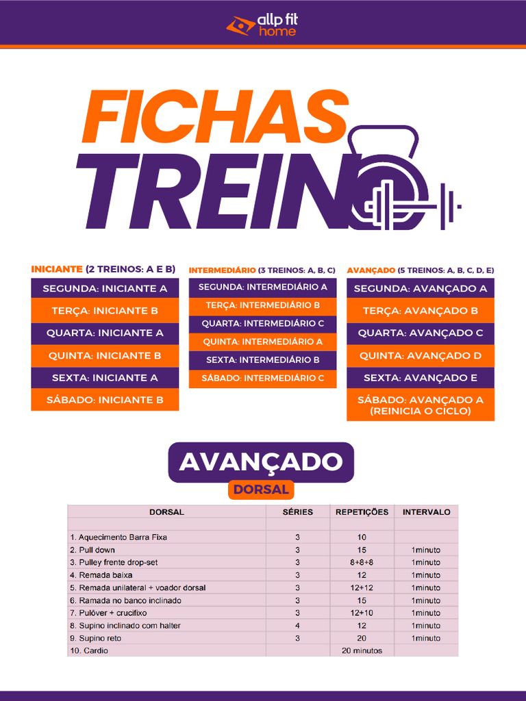 Fichas de Treino Avancado Dorsal | PDF