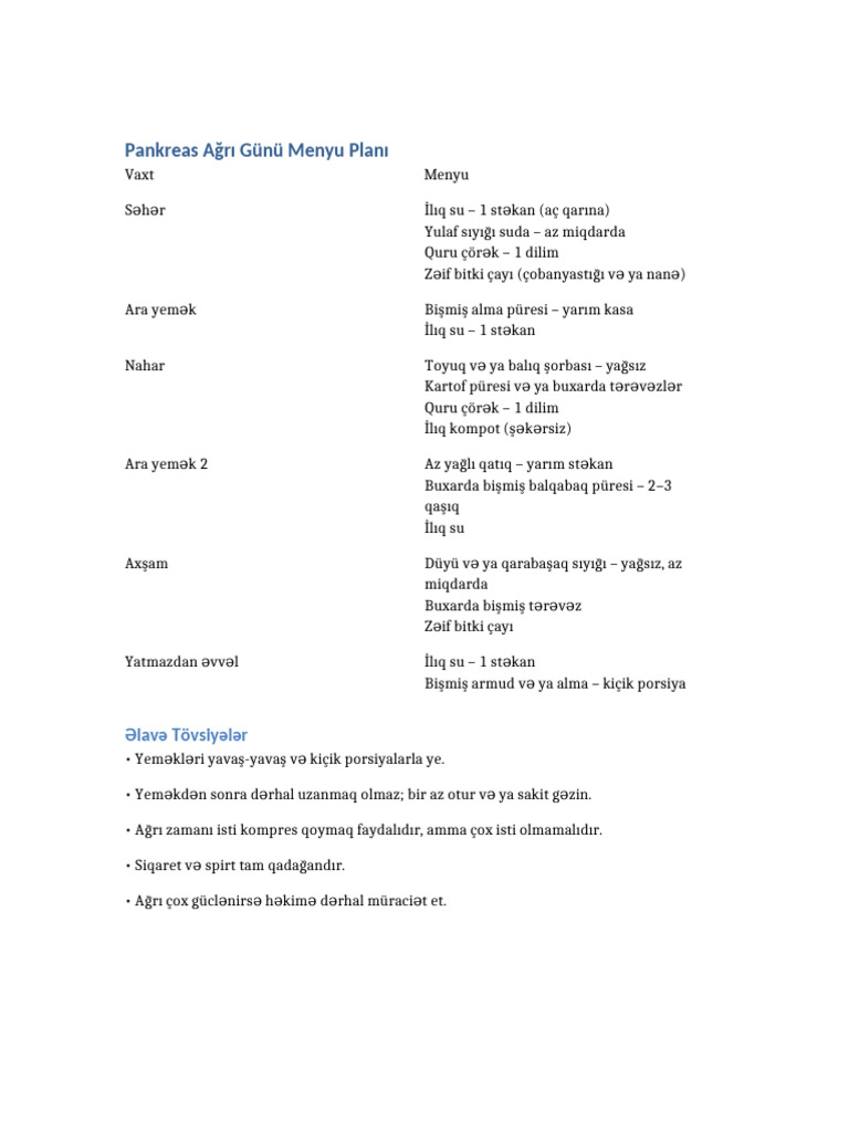 Pankreas Agri Gunu Menyu | PDF