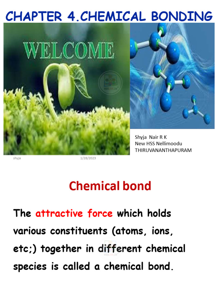 Hsslive Xi Ch4 Chemical Bondong Slide by Shyja | PDF | Molecular Orbital | Chemical Polarity