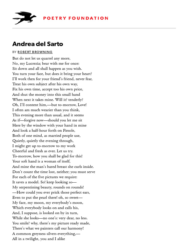 Andrea Del Sarto by Robert Browning - Poetry Foundation | PDF