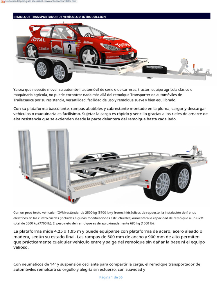 Remolque Transportador de Vehículos: Guía Completa | PDF | Eje ...