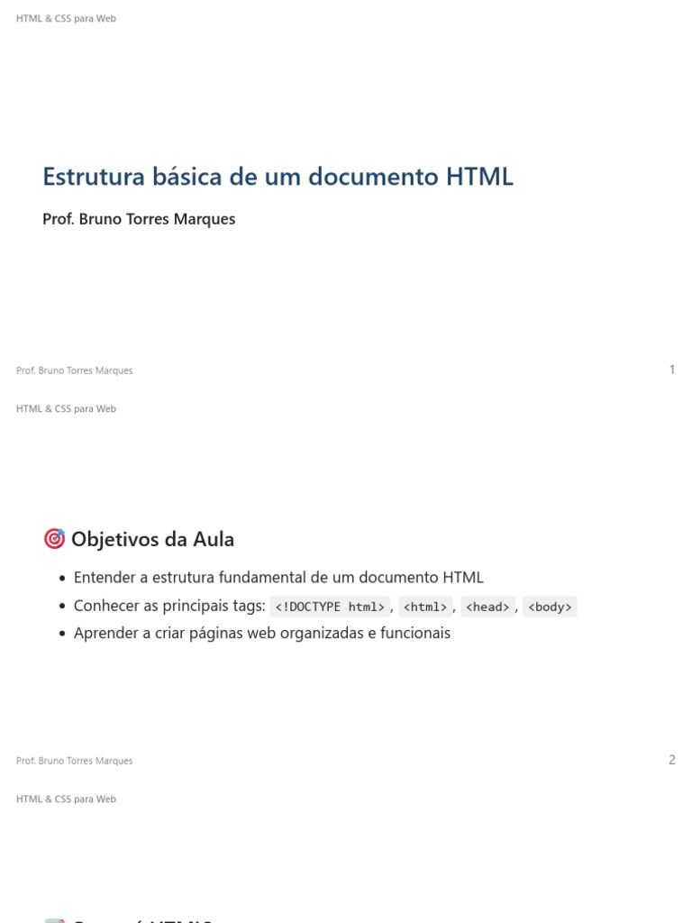 2 - Estrutura Básica de Um Documento HTML | PDF | Html | Elemento HTML