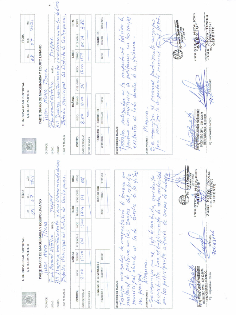 Partes Diarios Equipos Livianos19092021 | PDF